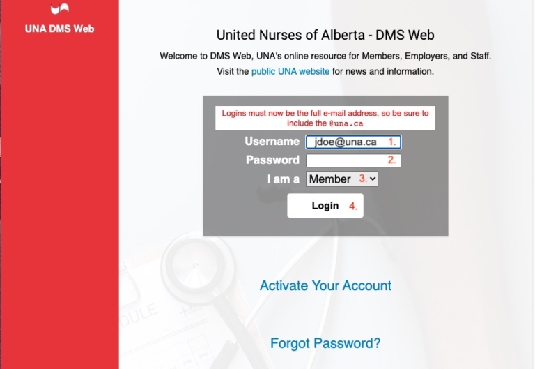 DMS Web Members - Logging In to DMS - UNA Help