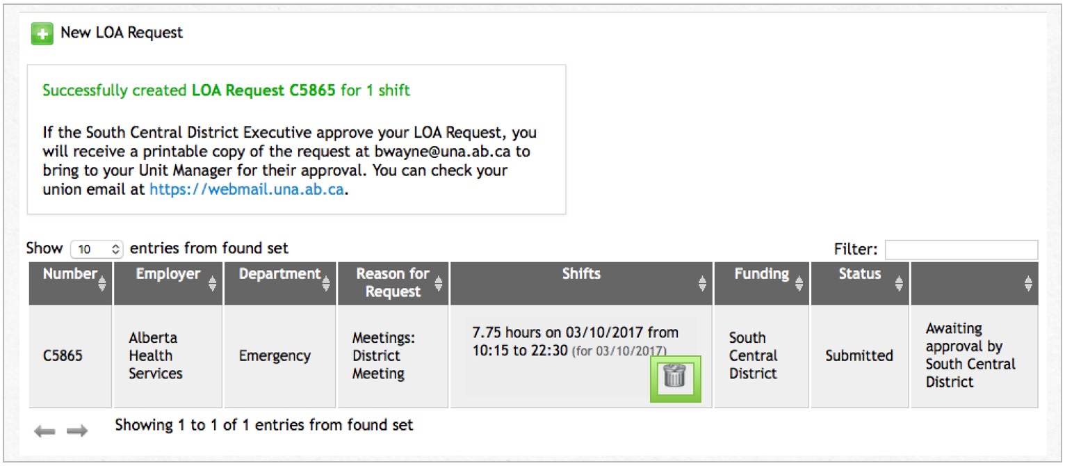 DMS Web - LOA Requests - UNA Help