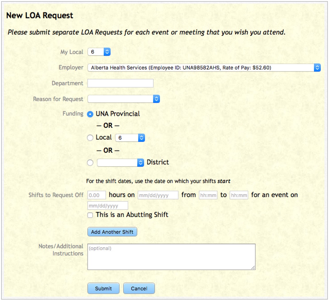 DMS Web - LOA Requests - UNA Help