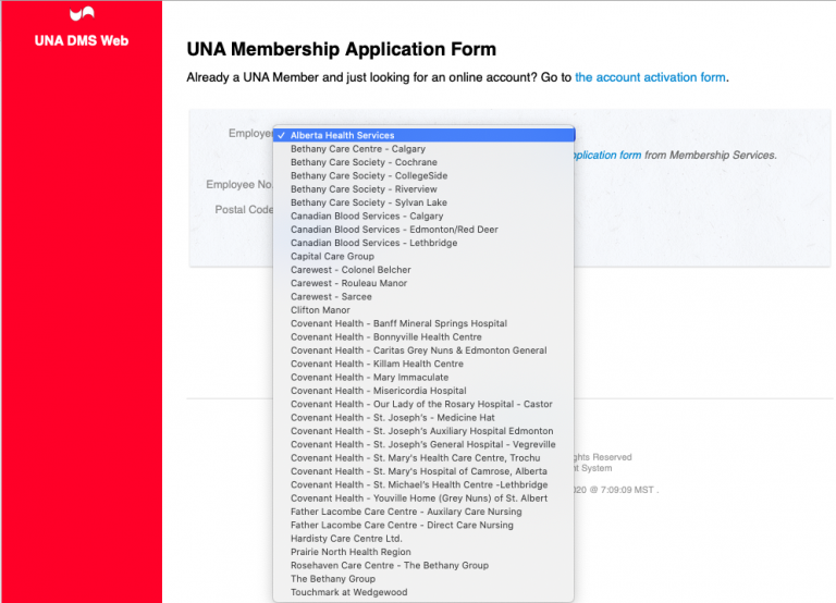 Online Application for Membership - UNA Help